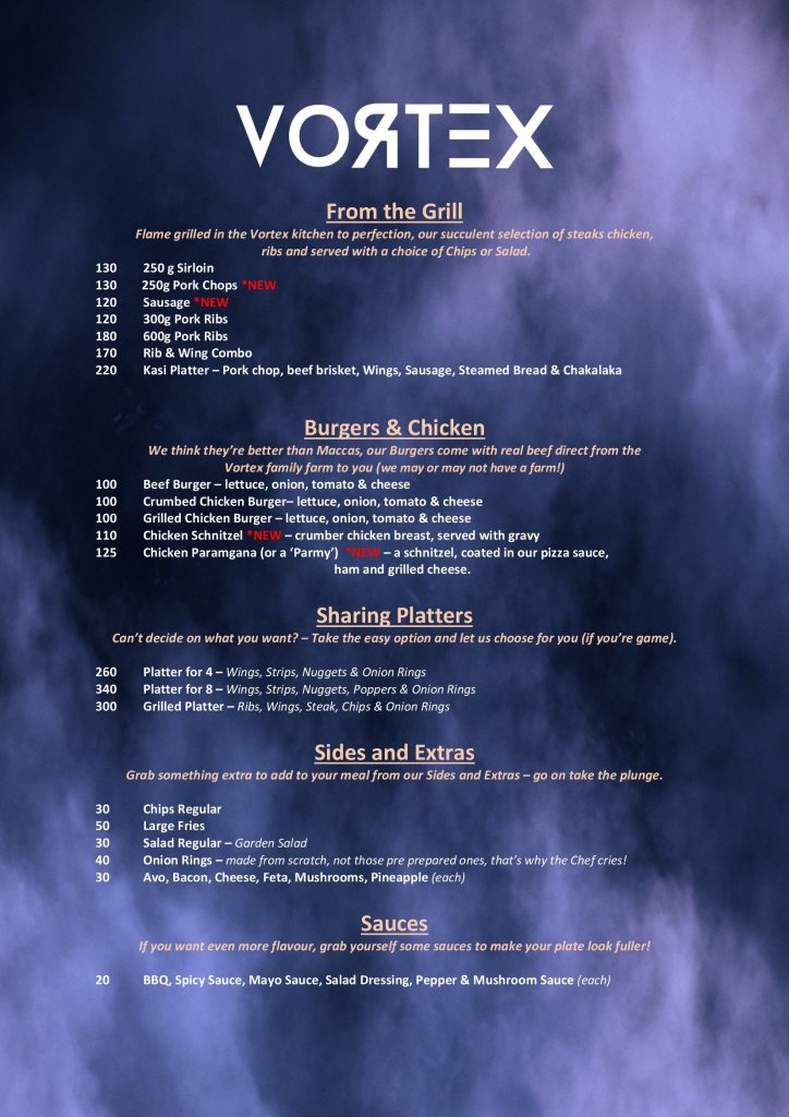 Food Menu – Vortex Shisha Kloof